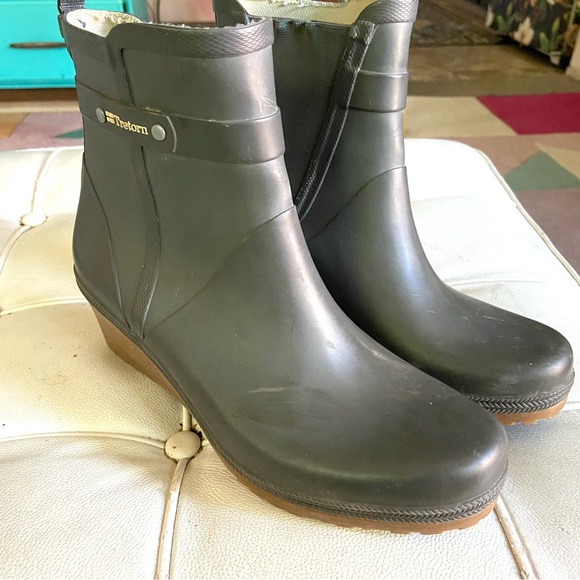 Tretorn | Shoes | Tretorn Rain Boots Wedge Heel Sz 85 Olive Green Good ...
